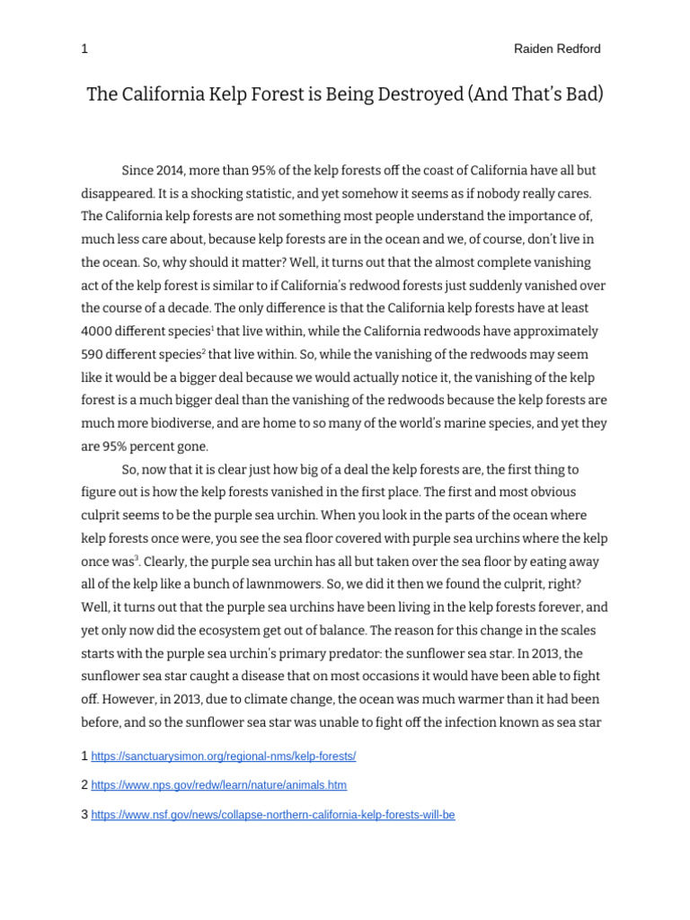 The California Kelp Forests Are Dying | PDF | Ecology | Natural Environment