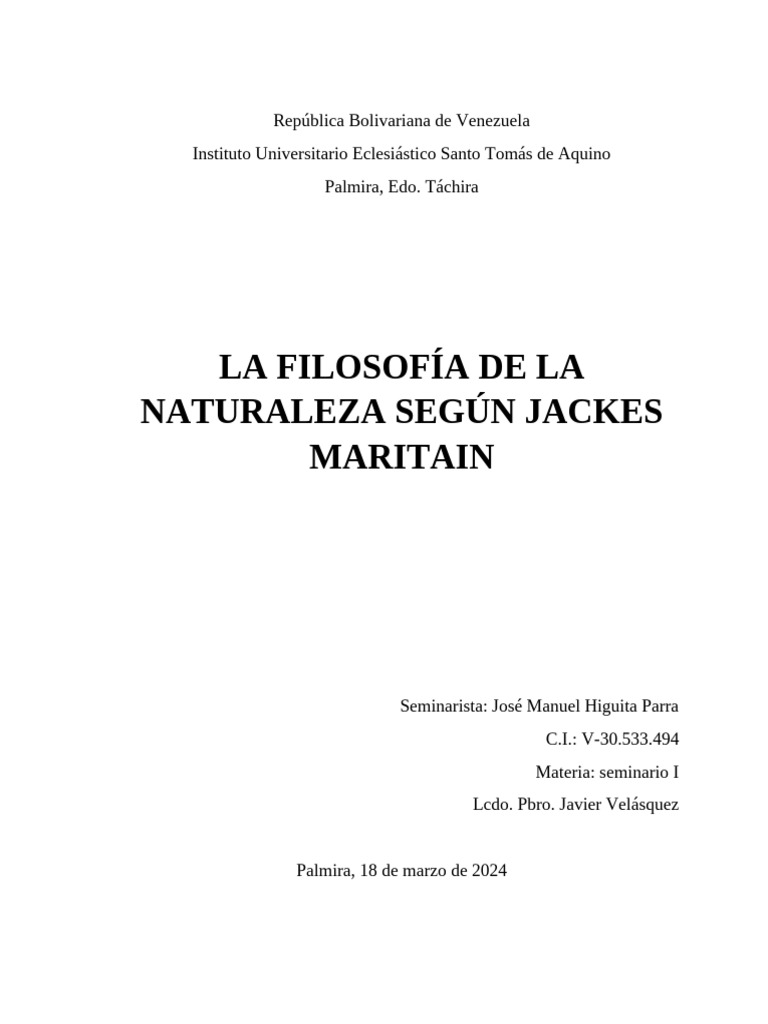 La Filosofía de La Naturaleza Según Jackes Maritain | PDF