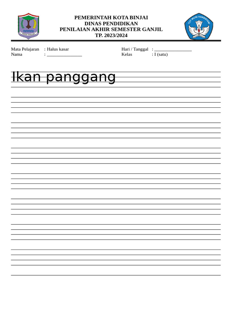 Lembar Halus Kasar Kelas 1 | PDF