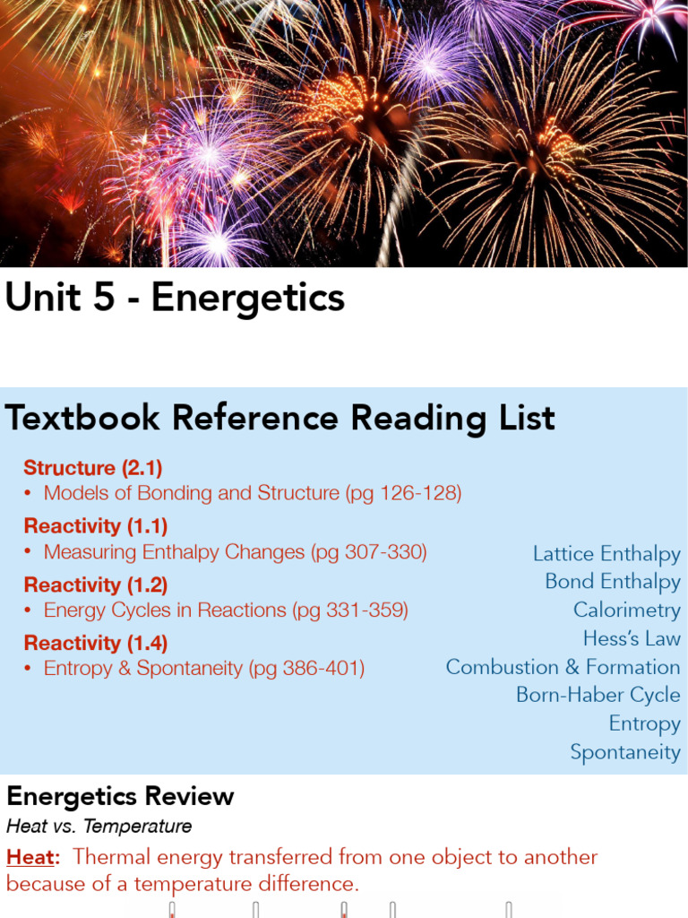 Unit 5 - Energetics 2024 v2 | PDF | Entropy | Heat