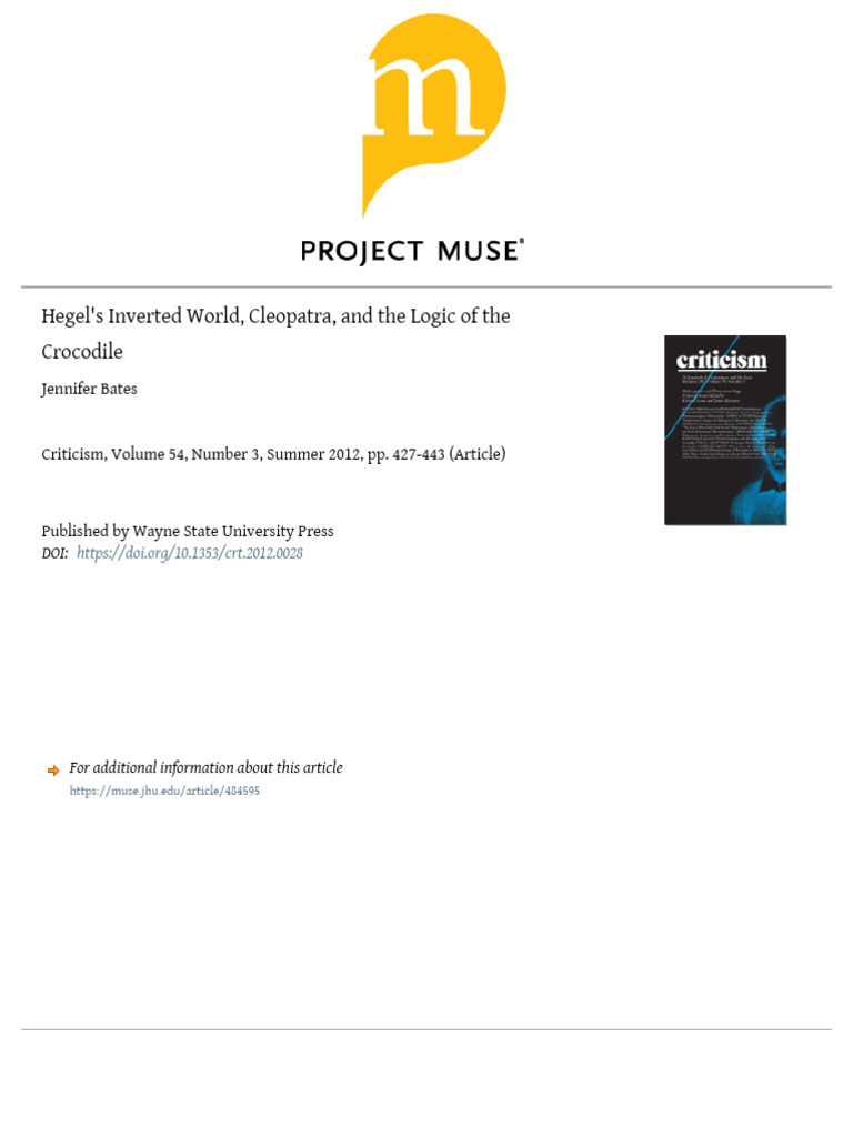 0hegel's Inverted World, Cleopatra, and The Logic of The Crocodile ...