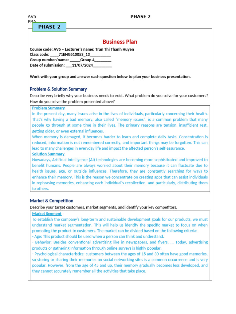 AV5 13 Group4 Le Tri Quoc Hiep Phase2 | PDF | Memory | Advertising