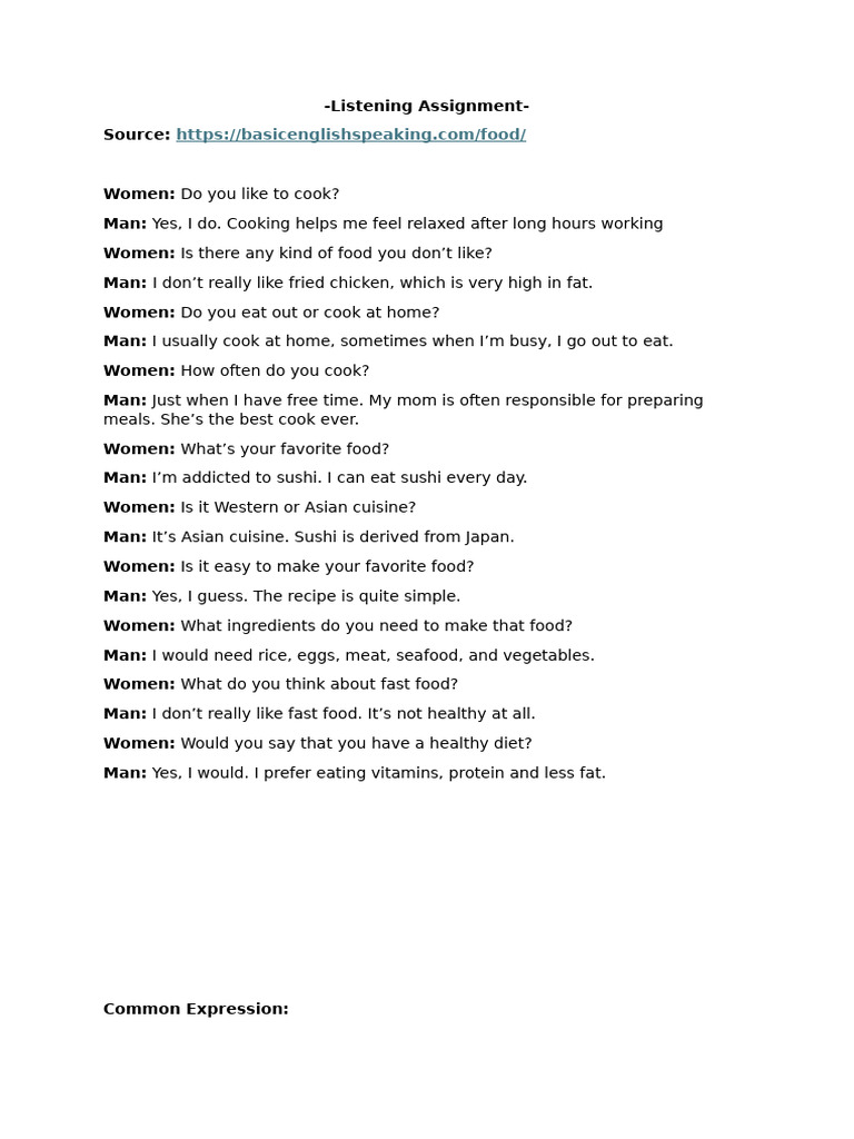 Listening Assignment | PDF