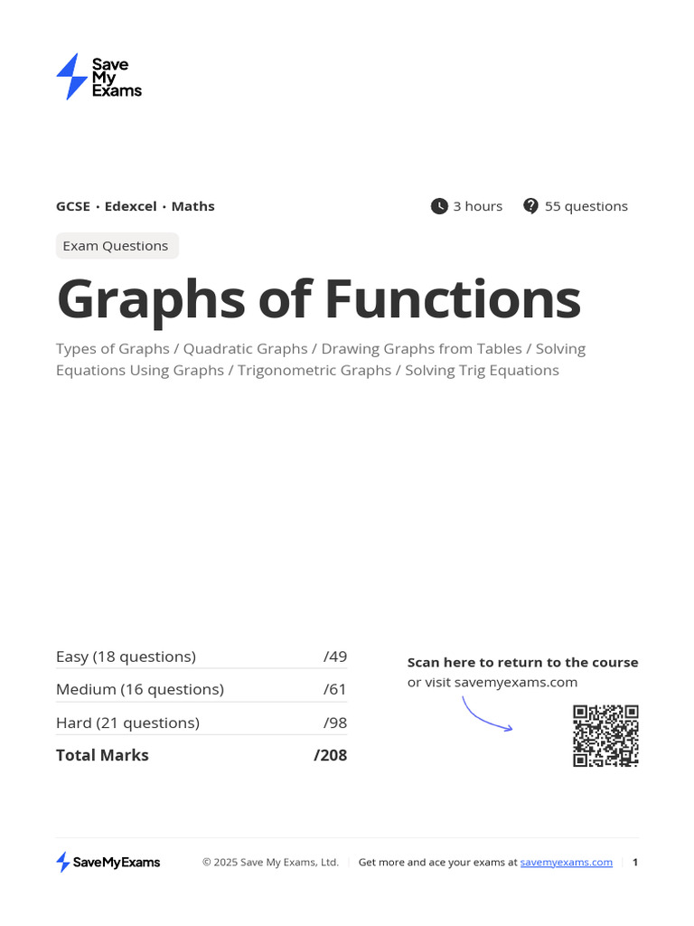 GCSE Graphs of Functions Exam Guide | PDF | Coordinate System | Equations