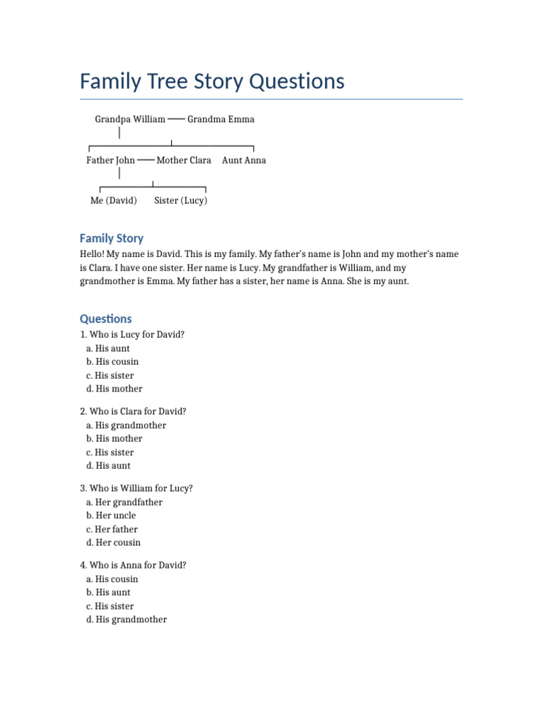 Family Tree Questions | PDF