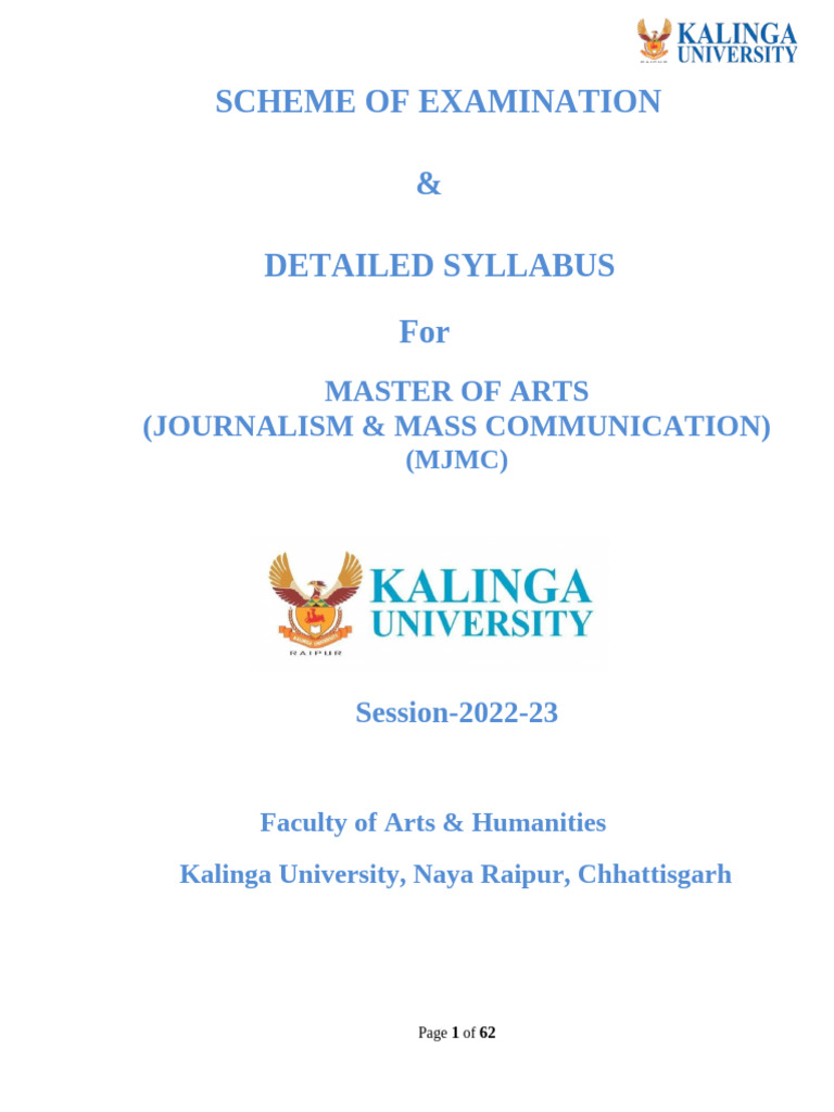 MJMC Syllabus CBCS W.E.F. 2022-23 | PDF | Mass Media | Editing