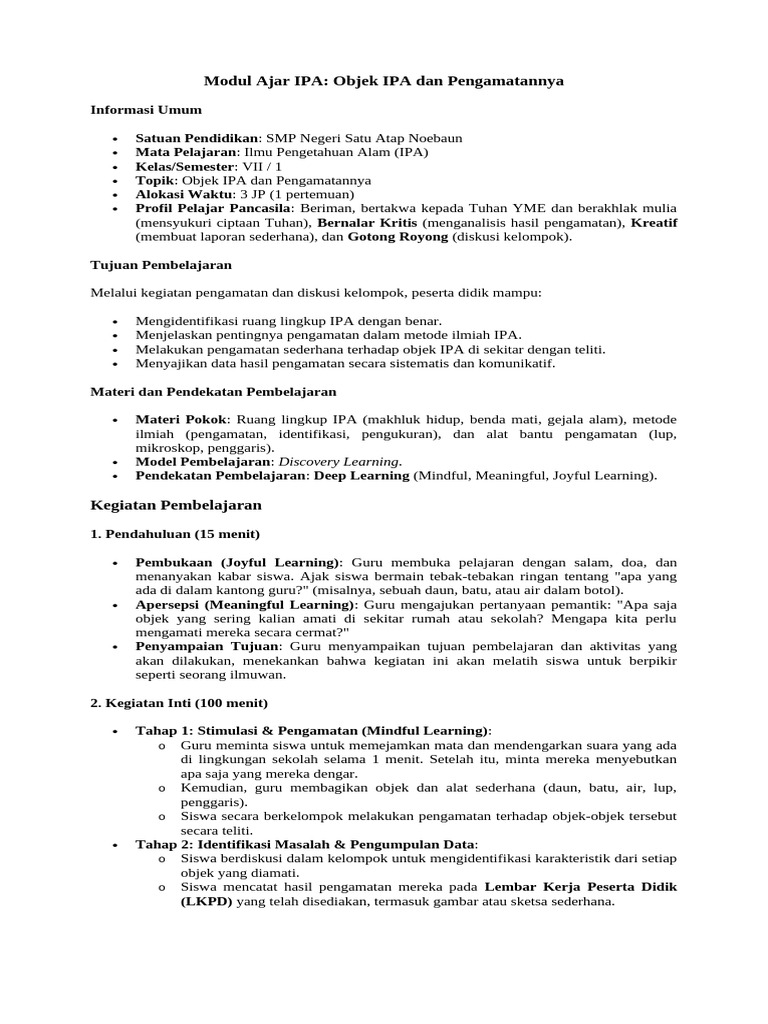 Modul Ajar Ipa Fix | PDF