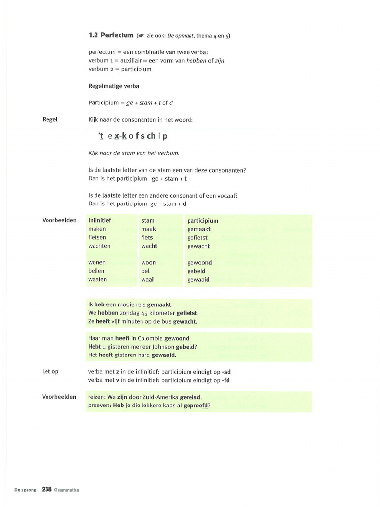 De Sprong - Perfectum (Verleden Tijd) | PDF
