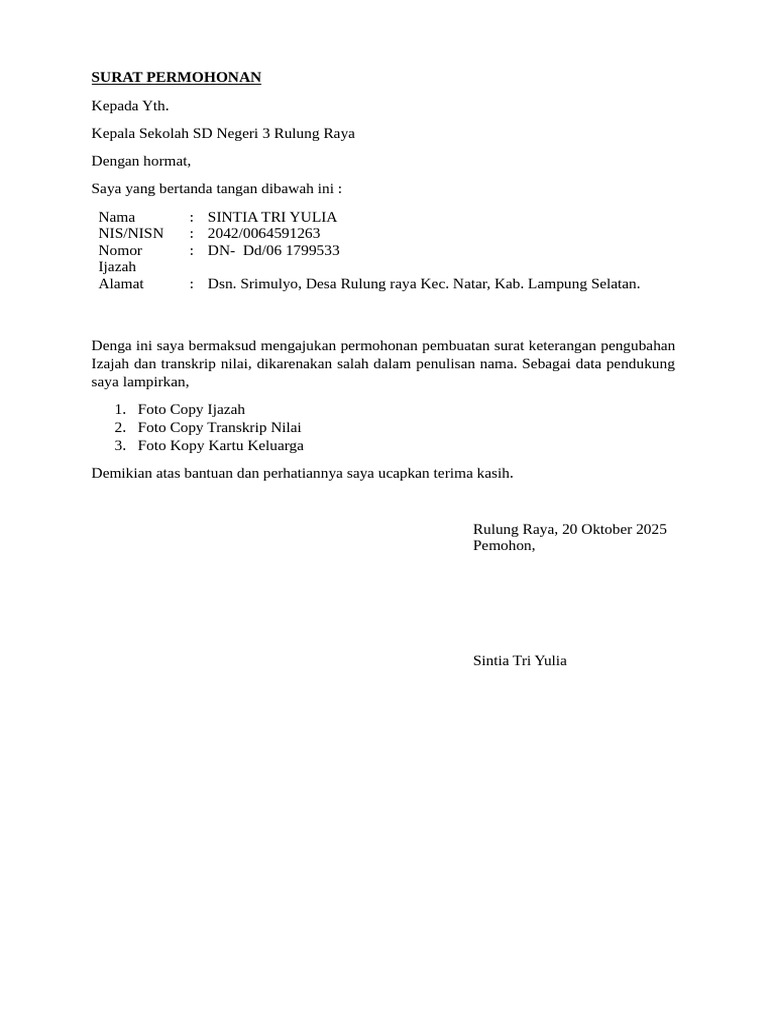 Surat Permohonan | PDF