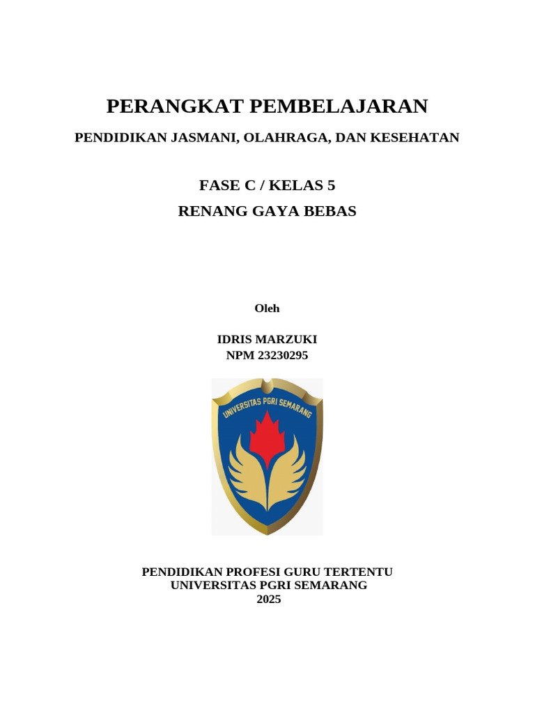 Modul Pembelajaran Renang Gaya Bebas Kelas 5 | PDF