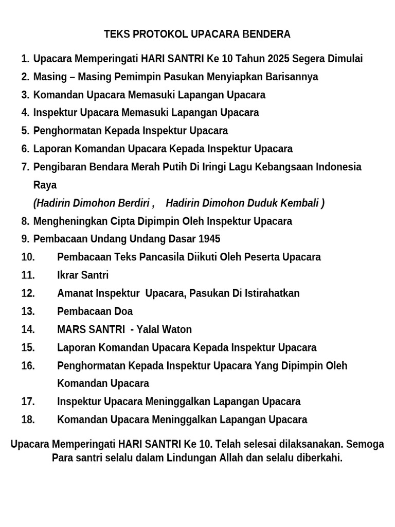 Teks Protokol Hari Santri | PDF
