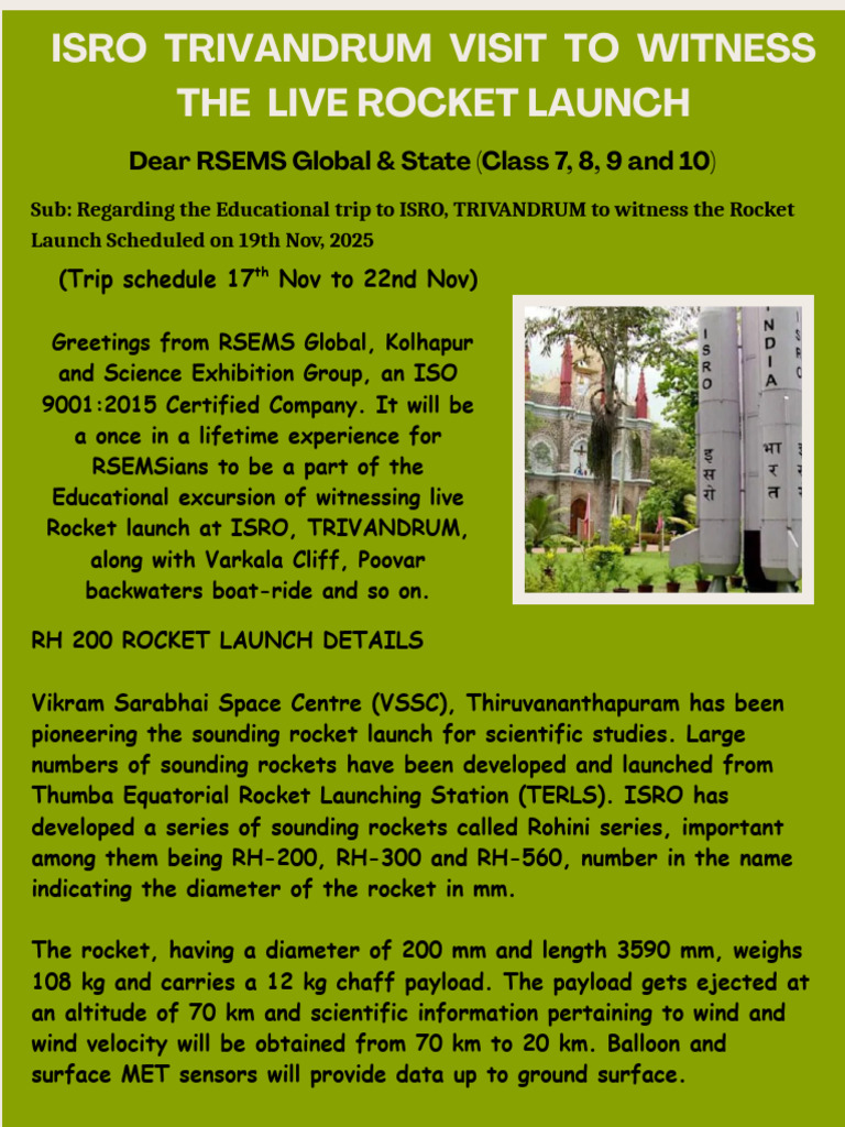 Isro Trivandrum Trip 2025 | PDF | Spaceflight | Space Exploration