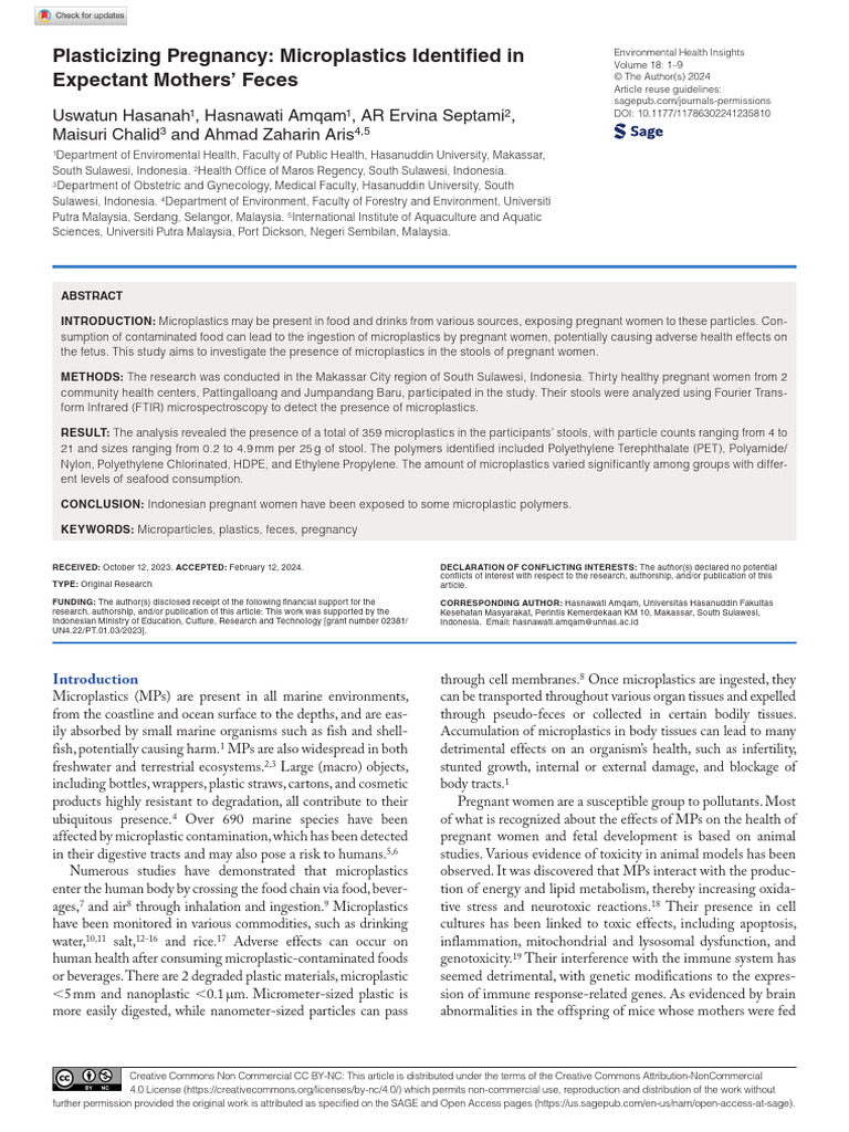 Microplastics in Pregnant Women's Feces | PDF | Plastic | Polyethylene