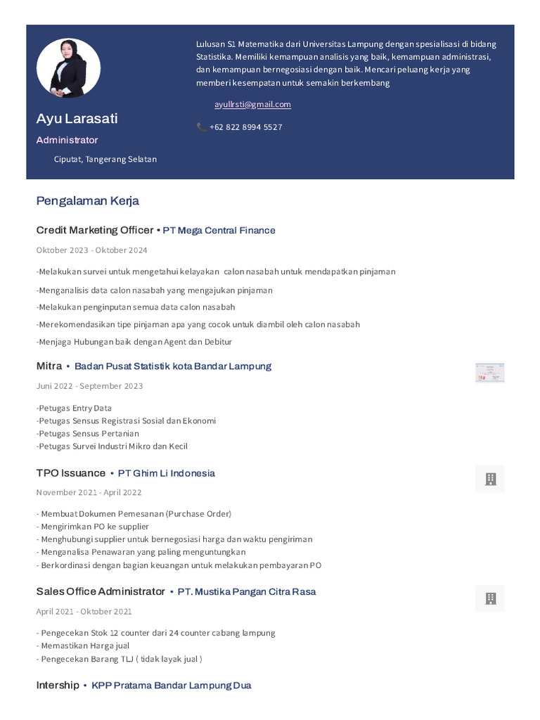 CV Ayu Larasati | PDF