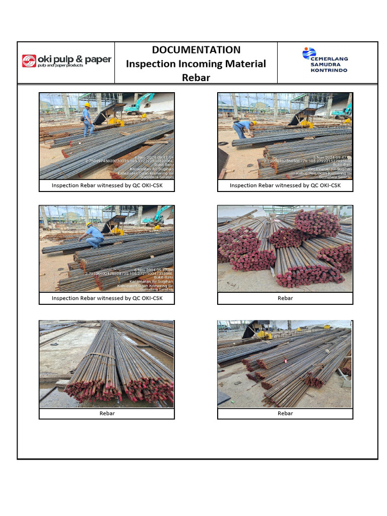 Rebar Inspection Documentation Overview | PDF