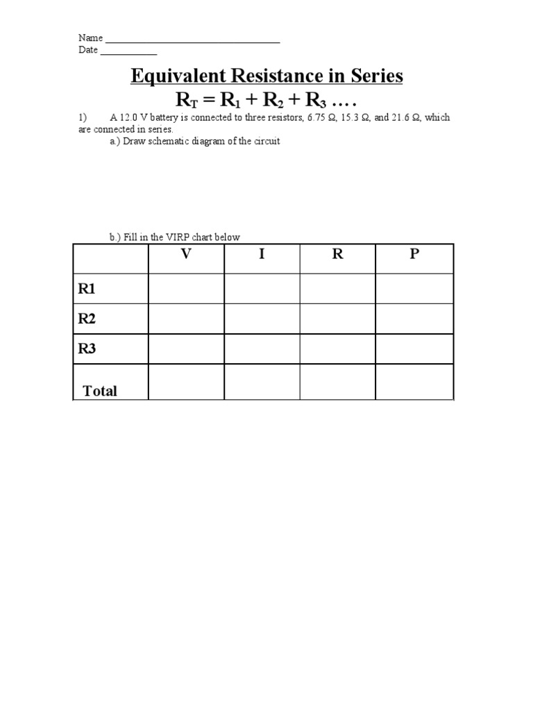 VIRP Chart for Series and Parallel Circuits | PDF | Teaching Methods ...