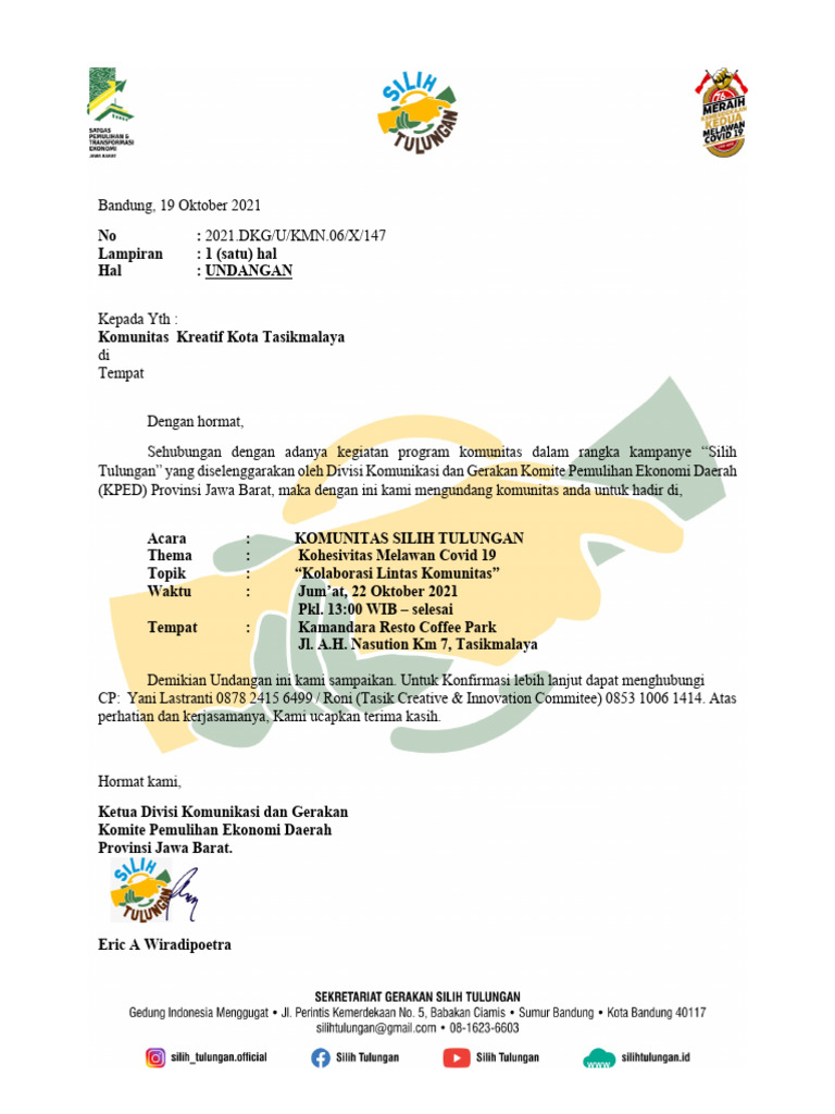 Surat Undangan Utk Komunitas | PDF