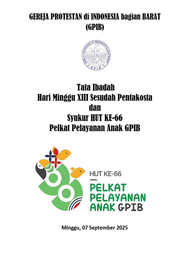 Syukur HUT ke-66 Pelkat PA GPIB | PDF