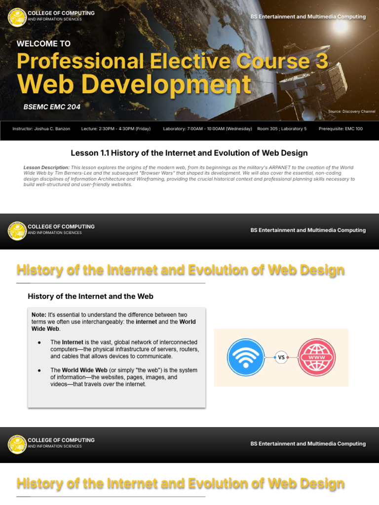 Lesson 1.1 History of The Internet and Evolution of Web Design | PDF ...