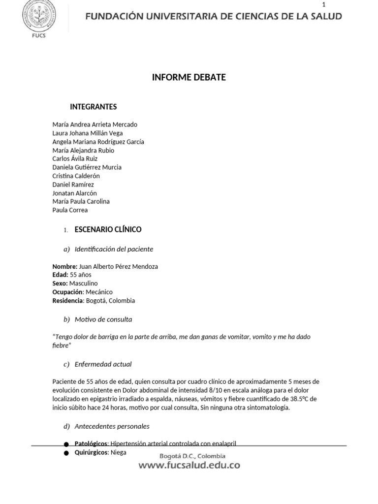 Informe Debate Maria Andrea Arrieta | PDF | Riñón | Especialidades Medicas