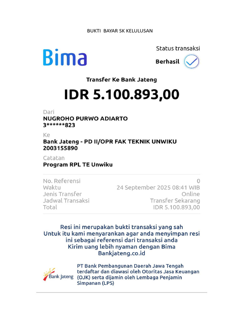Bukti Bayar Unwiku | PDF