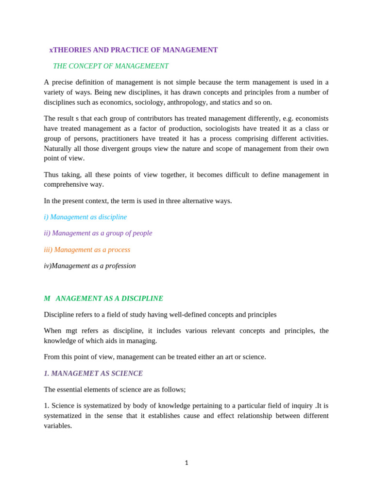 Theories and Practice of MGT - MGT, Org and Evolution | PDF | Knowledge ...