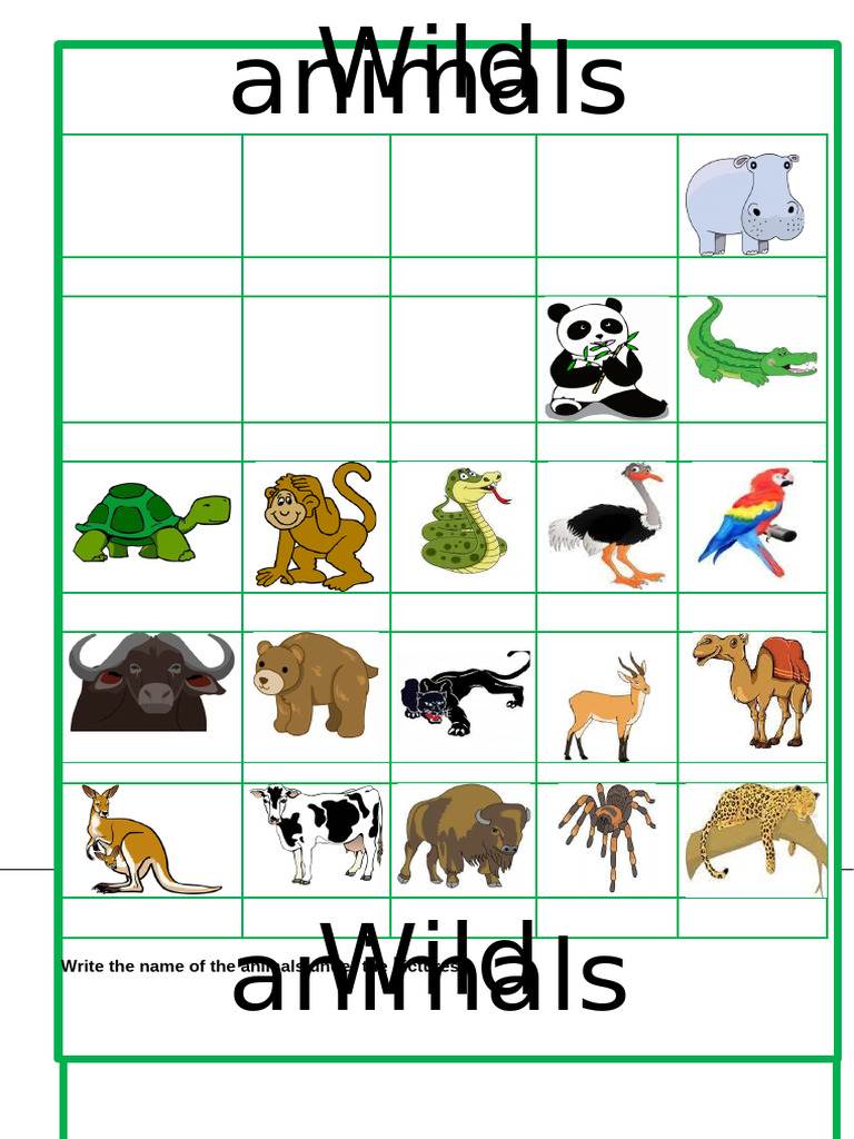 Wild Animals Classroom Posters Picture Dictionaries 97903 9 | PDF