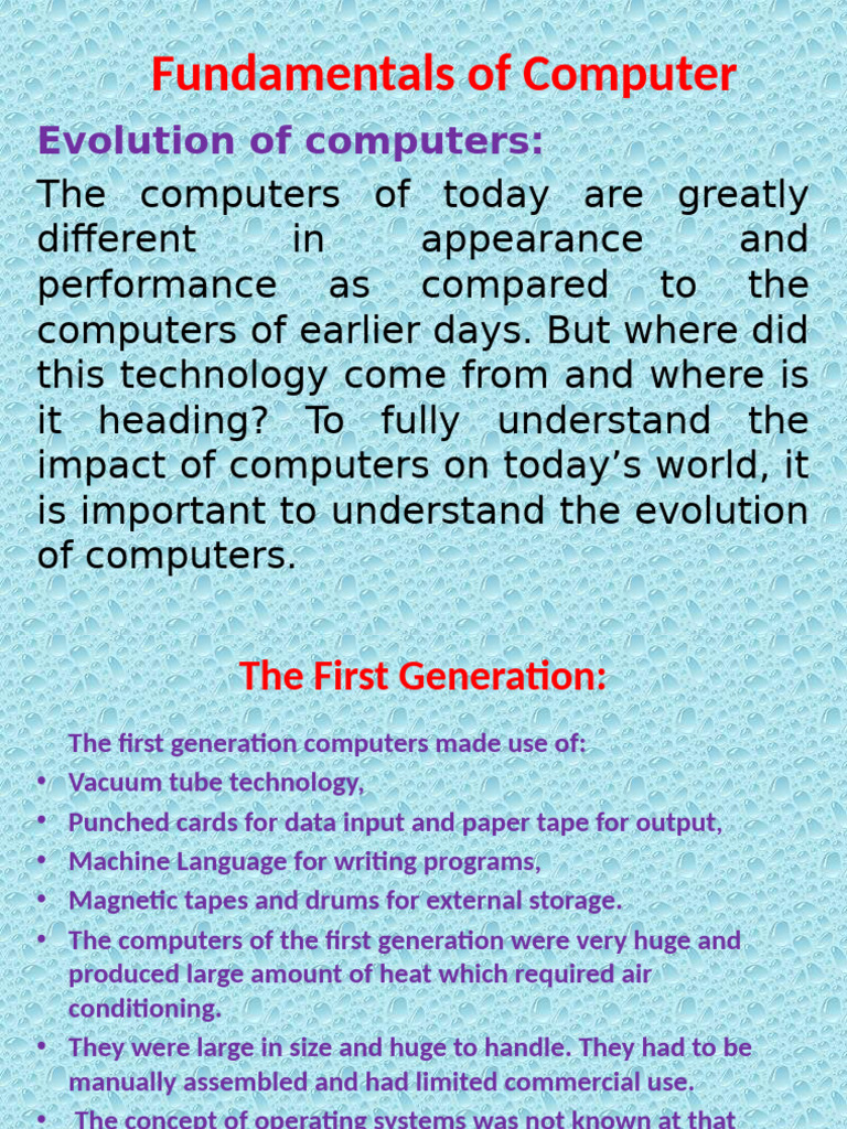 Fundamentals of Computer Slide1 | PDF | Printer (Computing) | Computer Data Storage