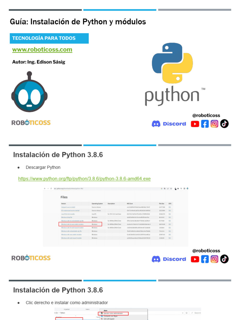 Guía de Instalación de Python y Módulos | PDF