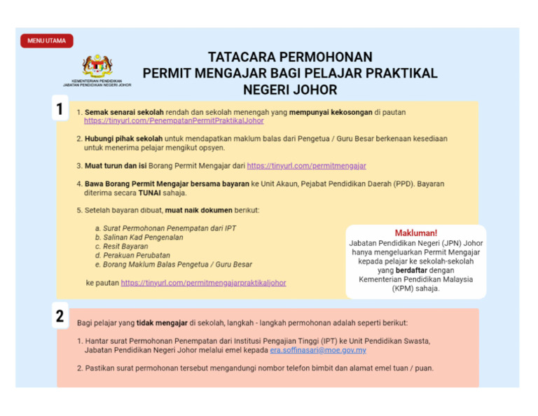 Tatacara Permohonan Permit Mengajar | PDF