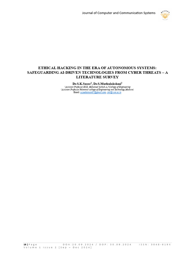 Ethical Hacking in The Era of Autonomous Systems Safeguarding Ai Driven ...