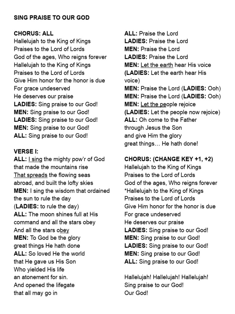 Sing Praise to Our God Hymn | PDF