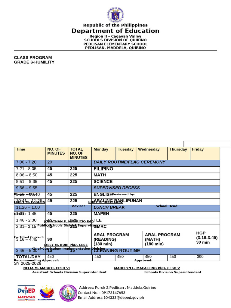 Class & Teacher's Program With Aral | PDF | Philippines