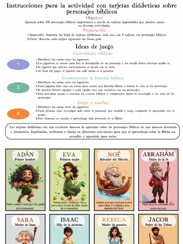 Tarjetas Educativas de Personajes Bíblicos | PDF