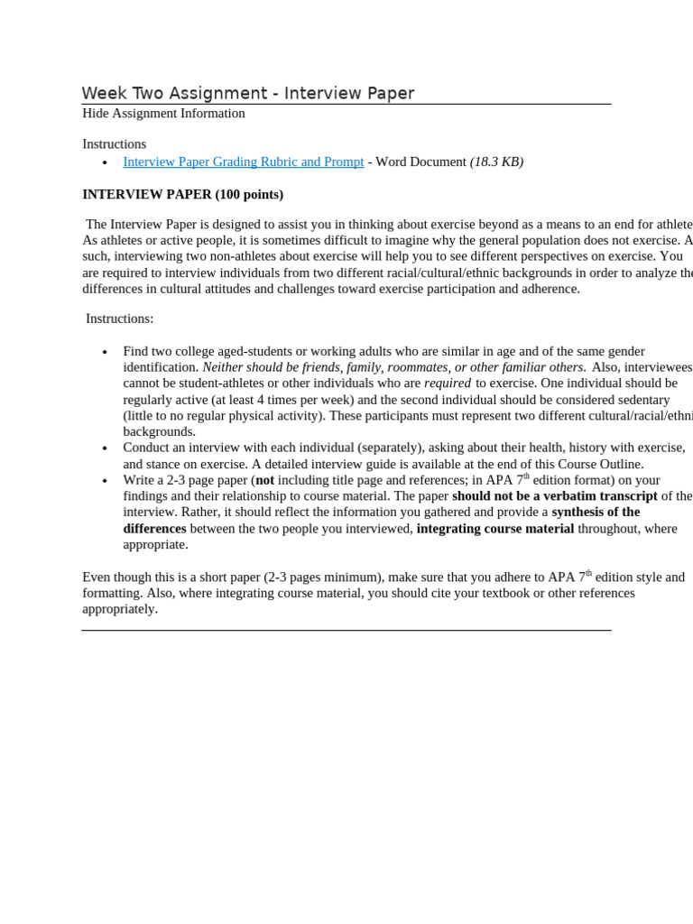 Psy 305 Week Two Assignment Instructions | PDF