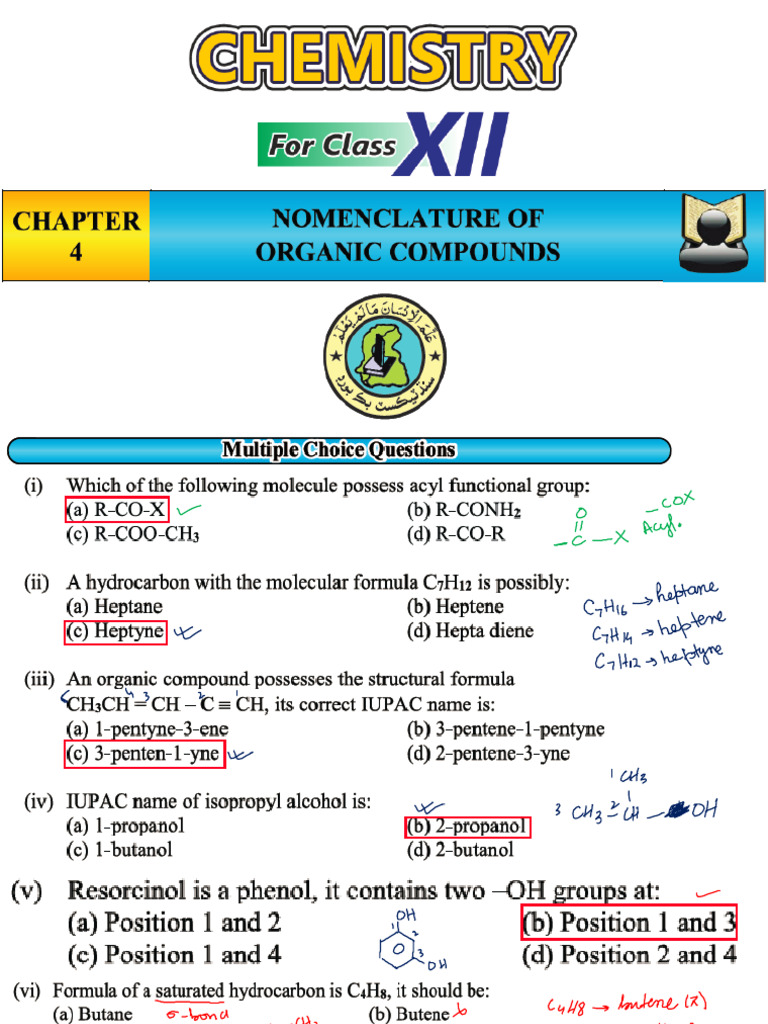 XII Chemistry CH#4 Exercise Solved | PDF