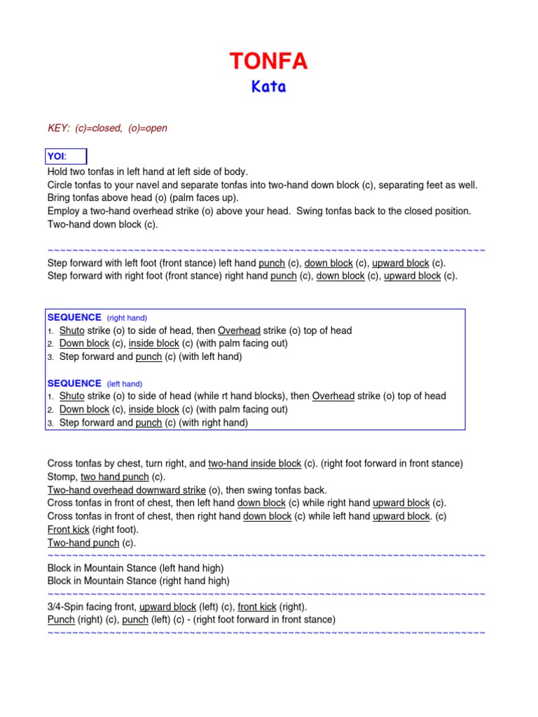 Tonfa Kata | PDF | Combat Sports | Individual Sports