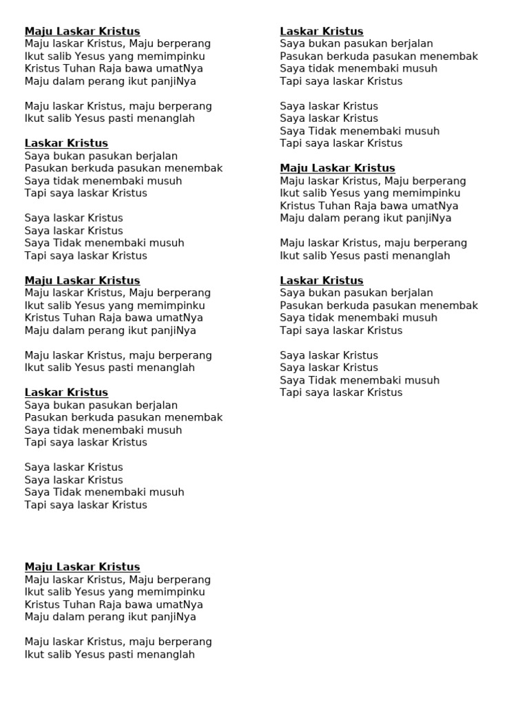 Lirik Maju Laskar Kristus | PDF