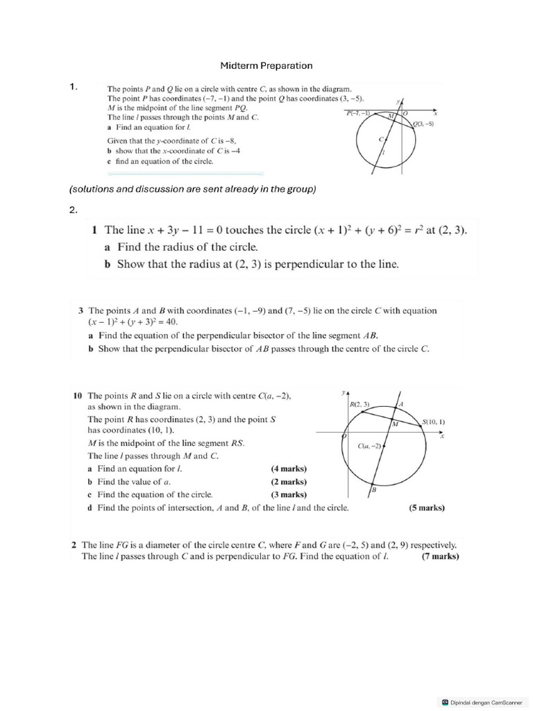 Midterm Preparation Math G11 (Sekolah, MR Jebb) | PDF