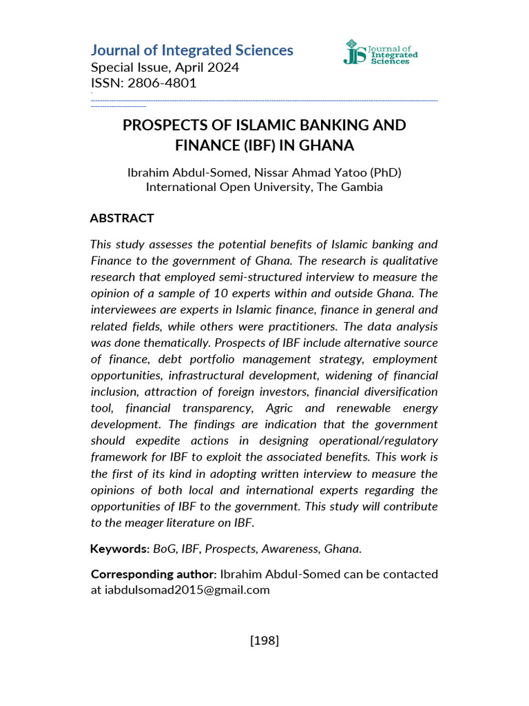 Prospects of Islamic Banking and Finance (Ibf) in Ghana | PDF | Islamic Banking And Finance | Banks
