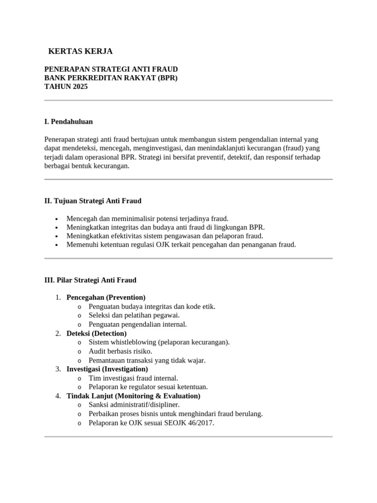 Strategi Anti Fraud BPR 2025 | PDF