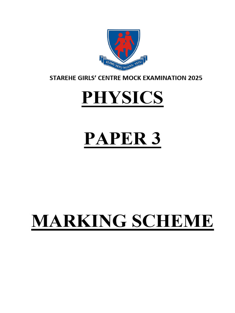 Phy Pp3 Scheme Starehe Girls Mock | PDF