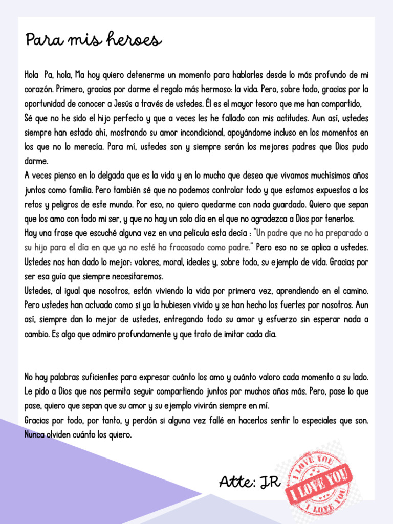 Carta de amor a mis padres | PDF
