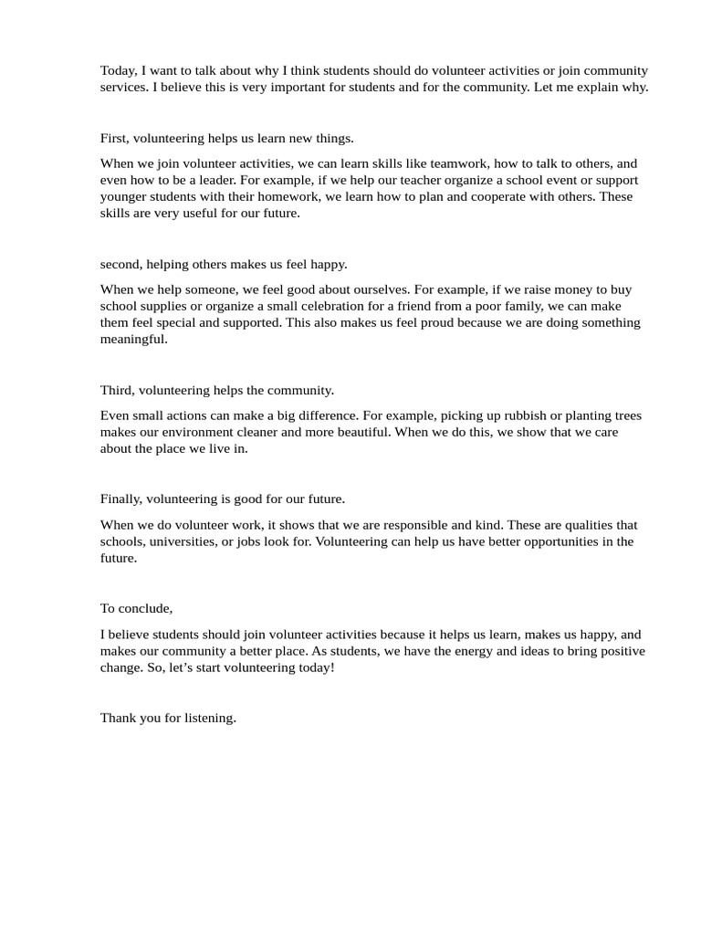 Benefits of Student Volunteering | PDF
