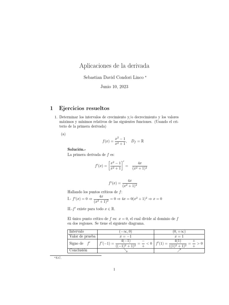 Aplicaciones de La Derivada | PDF | Análisis matemático | Matemáticas