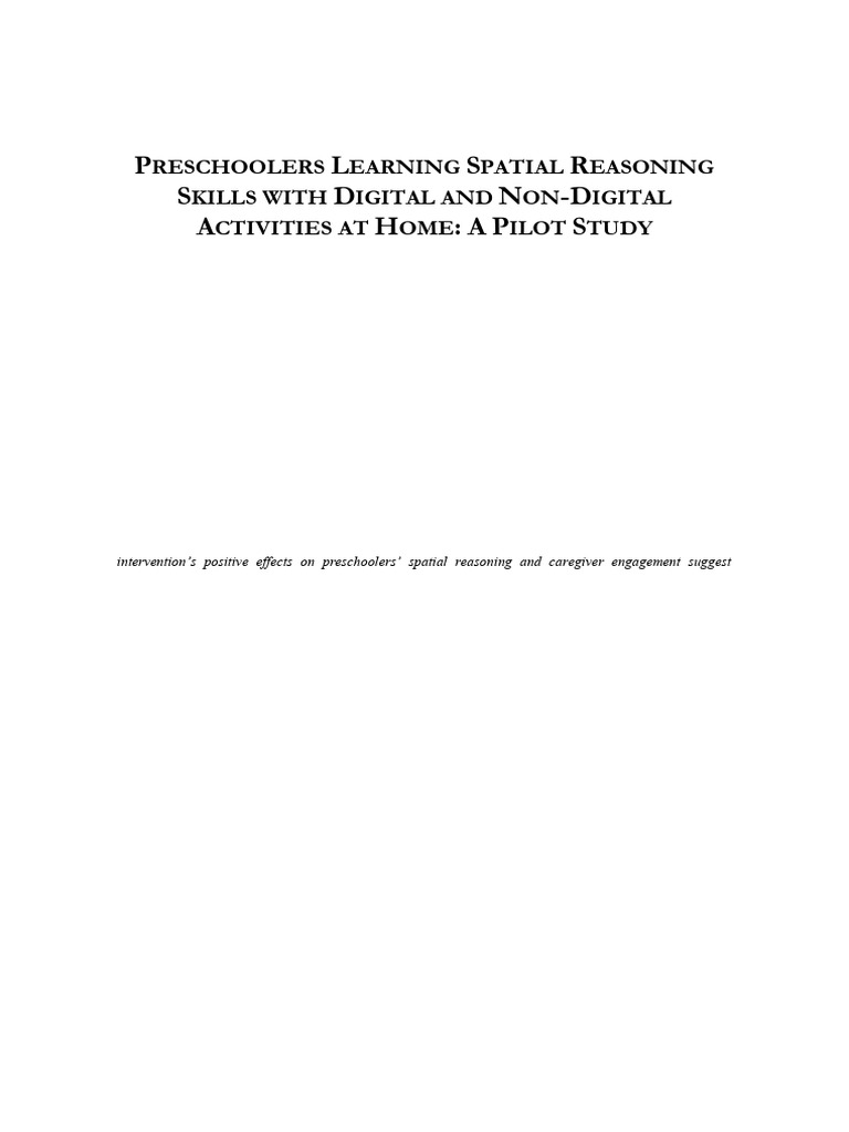 Preschoolers Learning Spatial Reasoning Skills With Digital and Non ...