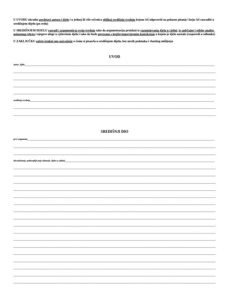 Esej - Obrazac I Upute | PDF