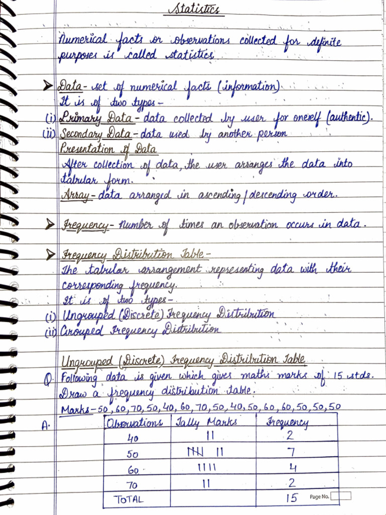 Statistics Class 9th ICSE | PDF