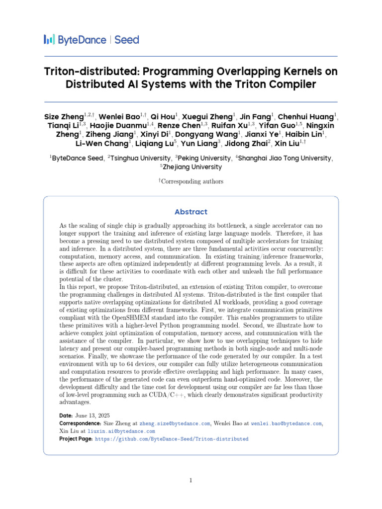 Triton-Distributed - Programming Overlapping Kernels On Distributed AI Systems With The Triton ...