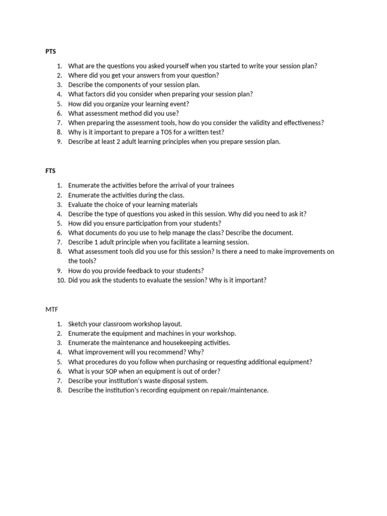 Tm1 Written Test Questions | PDF